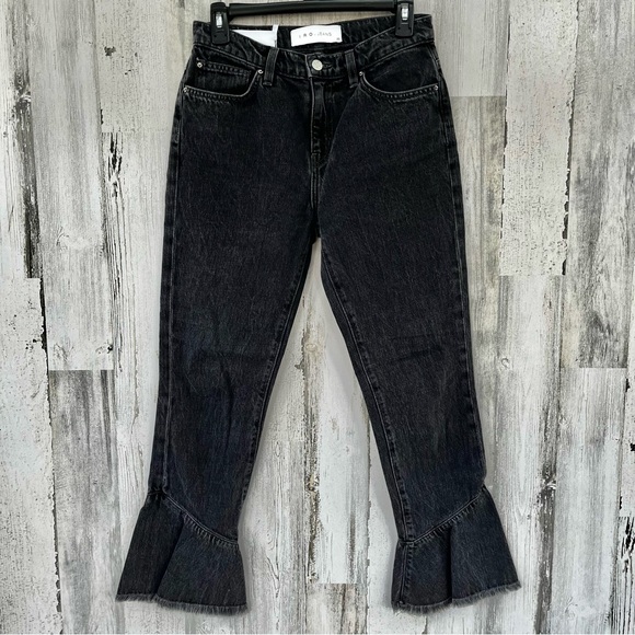 IRO | Jeans | Iro Black Fringe Flare Leg Cropped Skinny Mid Rise Jean 25 | Poshmark